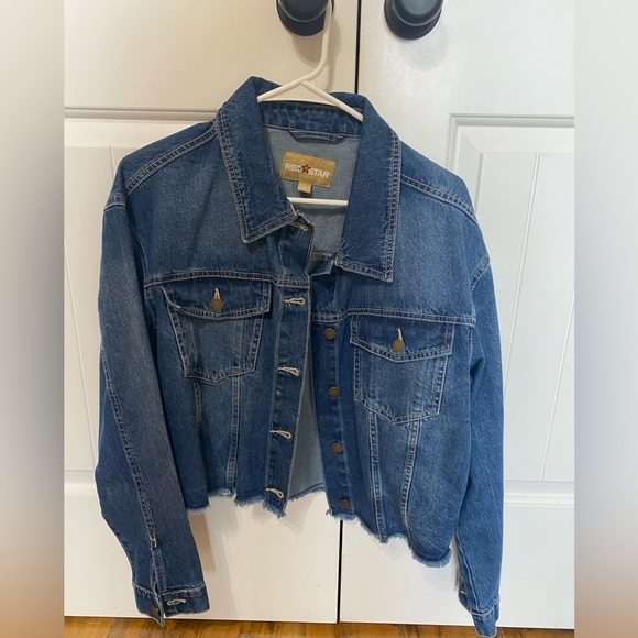 Red Star | Jackets & Coats | Adorable Frayededge Denim Jacket Never ...